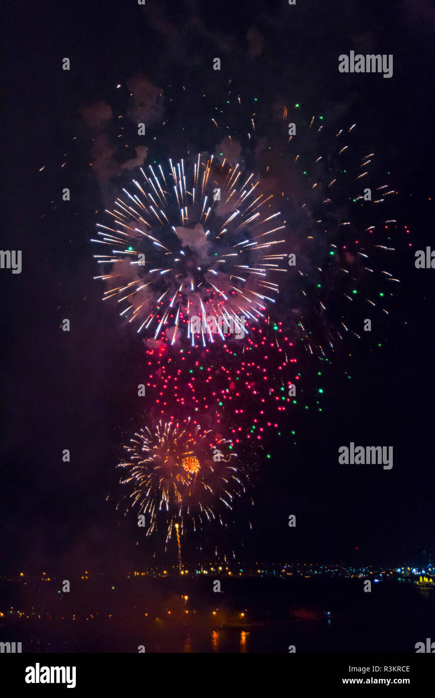 Saigon fireworks. Tet Festival, New Year celebration. Vietnam Stock ...