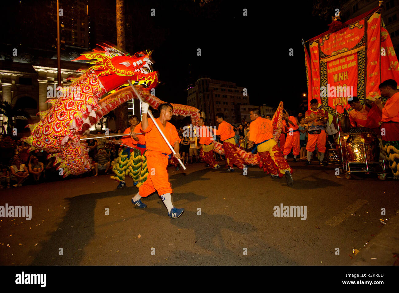 Dragon Dance. Tet Festival, New Year celebration, Vietnam Stock Photo ...