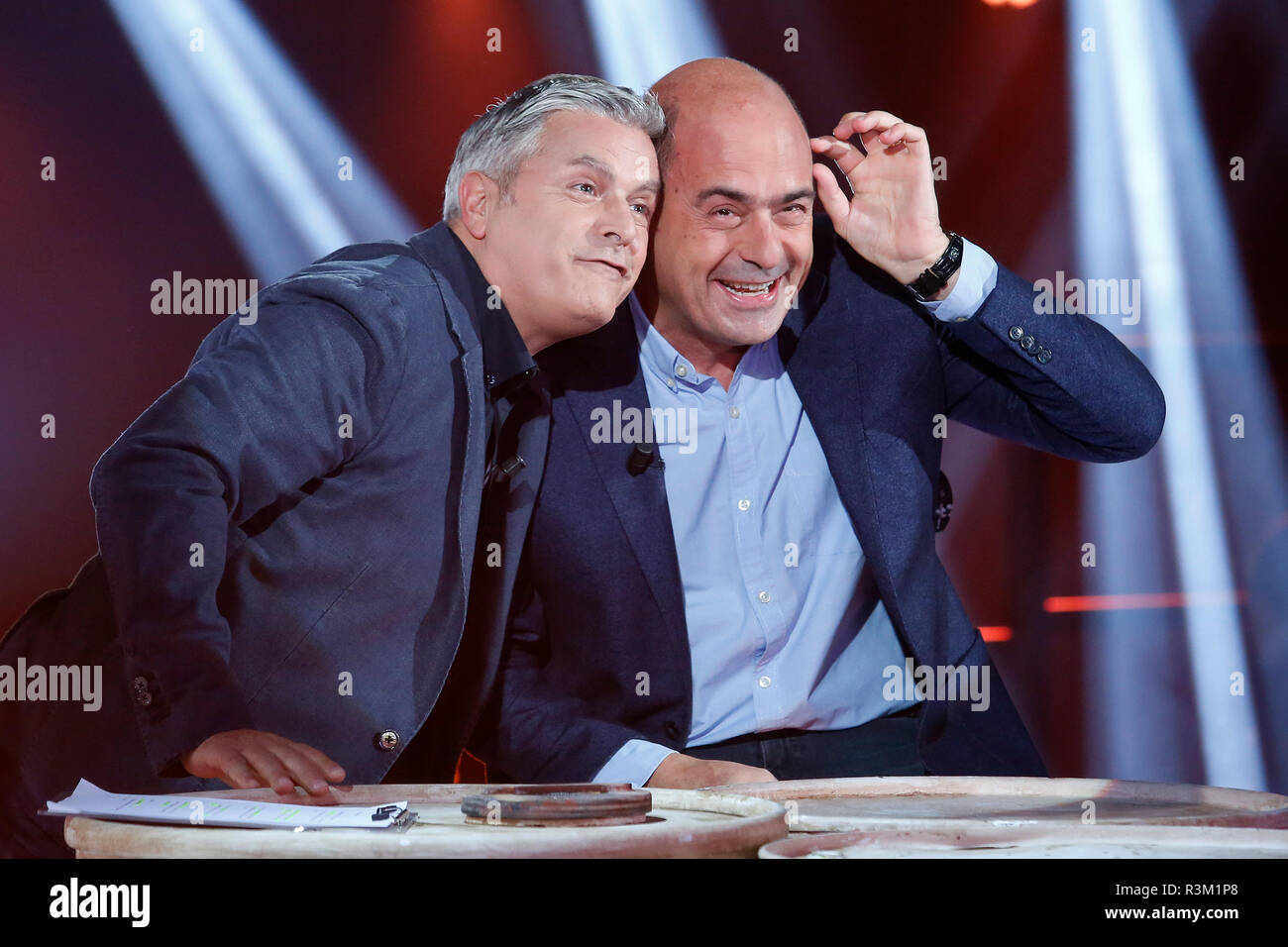 Enrico Lucci e Nicola Zingaretti Roma 23/11/2018. Trasmissione Rai ...