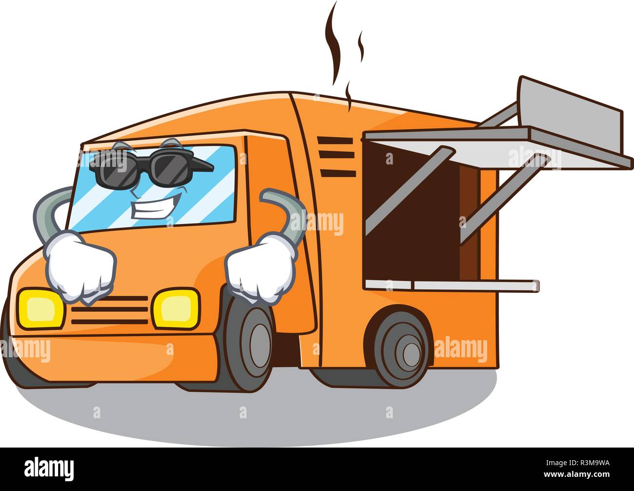 Super cool Food Truck with Isolated on mascot Stock Vector Image & Art ...