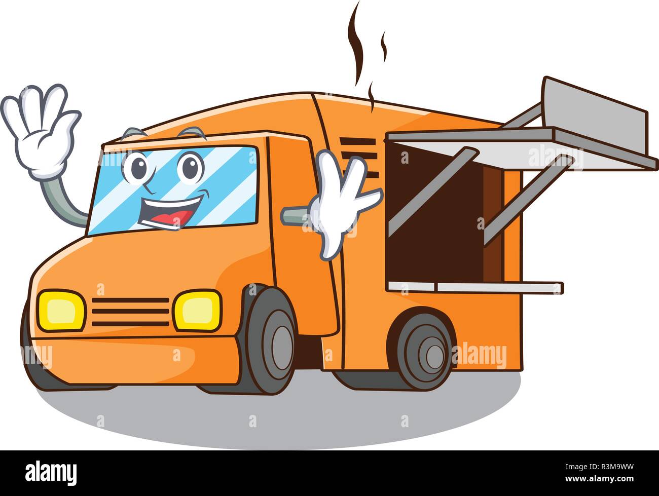 Waving Food Truck with Isolated on mascot Stock Vector Image & Art - Alamy