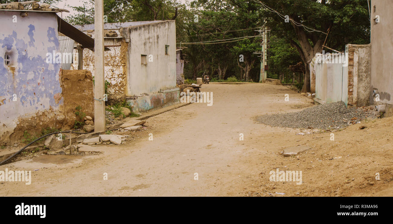 Empty Village Street in India, day effects Stock Photo - Alamy