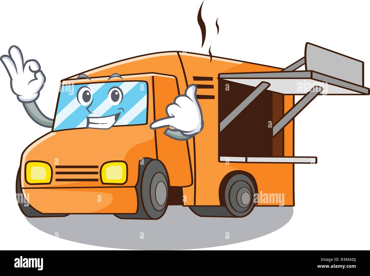 Call me character food truck with awning beautiful Stock Vector Image ...