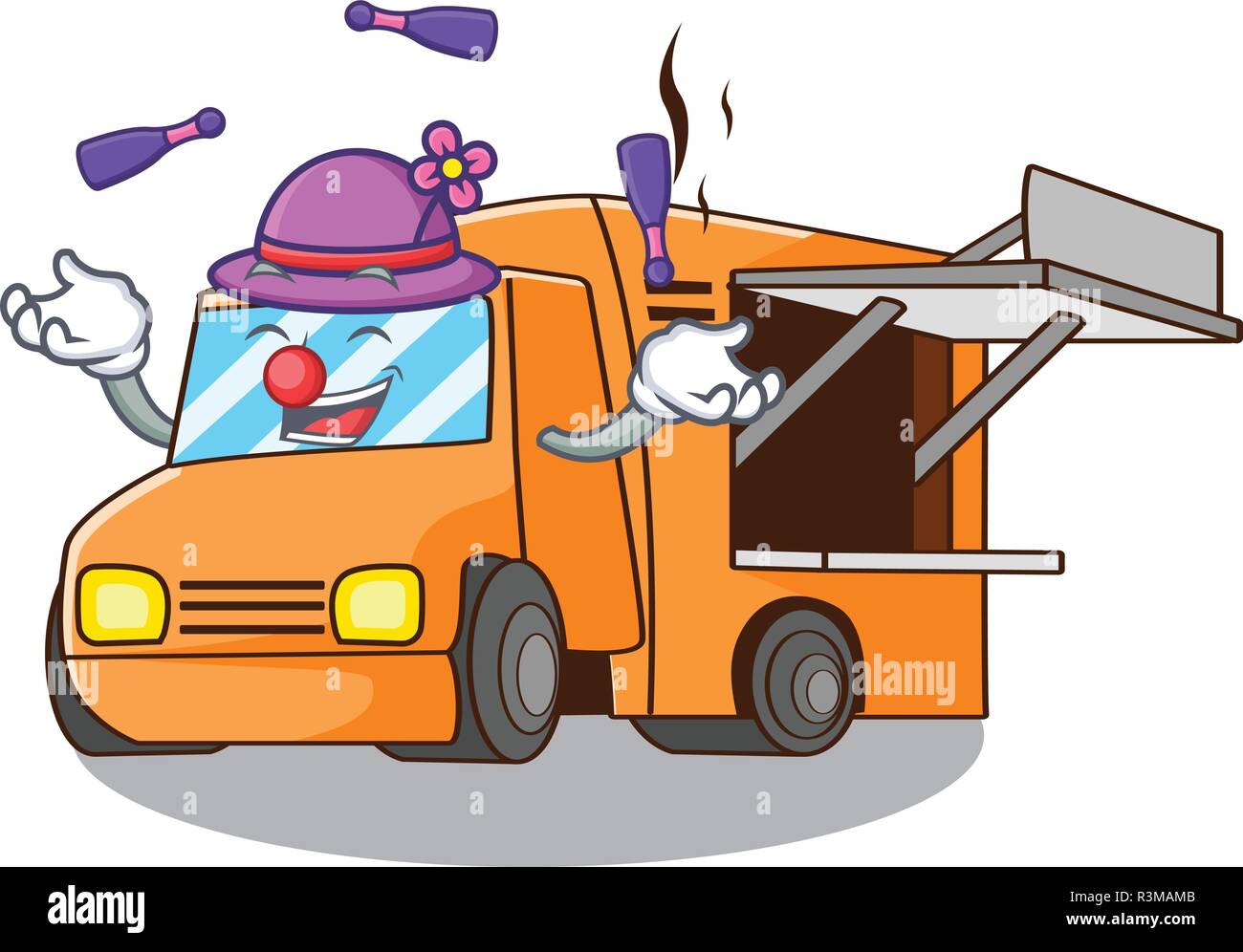 Juggling character food truck with awning beautiful Stock Vector Image ...