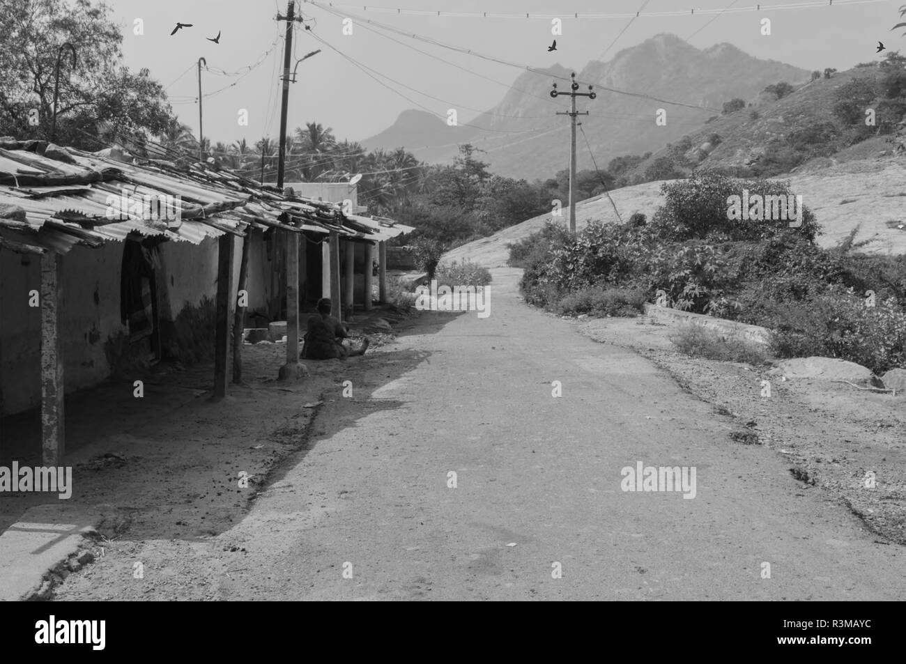 Building in village india Black and White Stock Photos & Images - Alamy