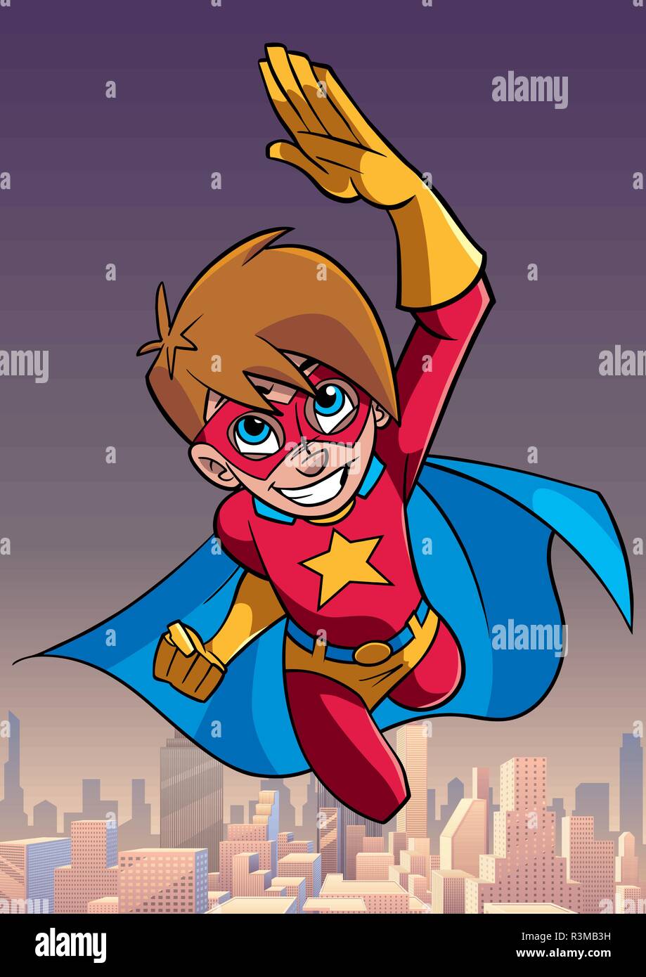 Super Boy Flying Sky Background Stock Vector Image & Art - Alamy
