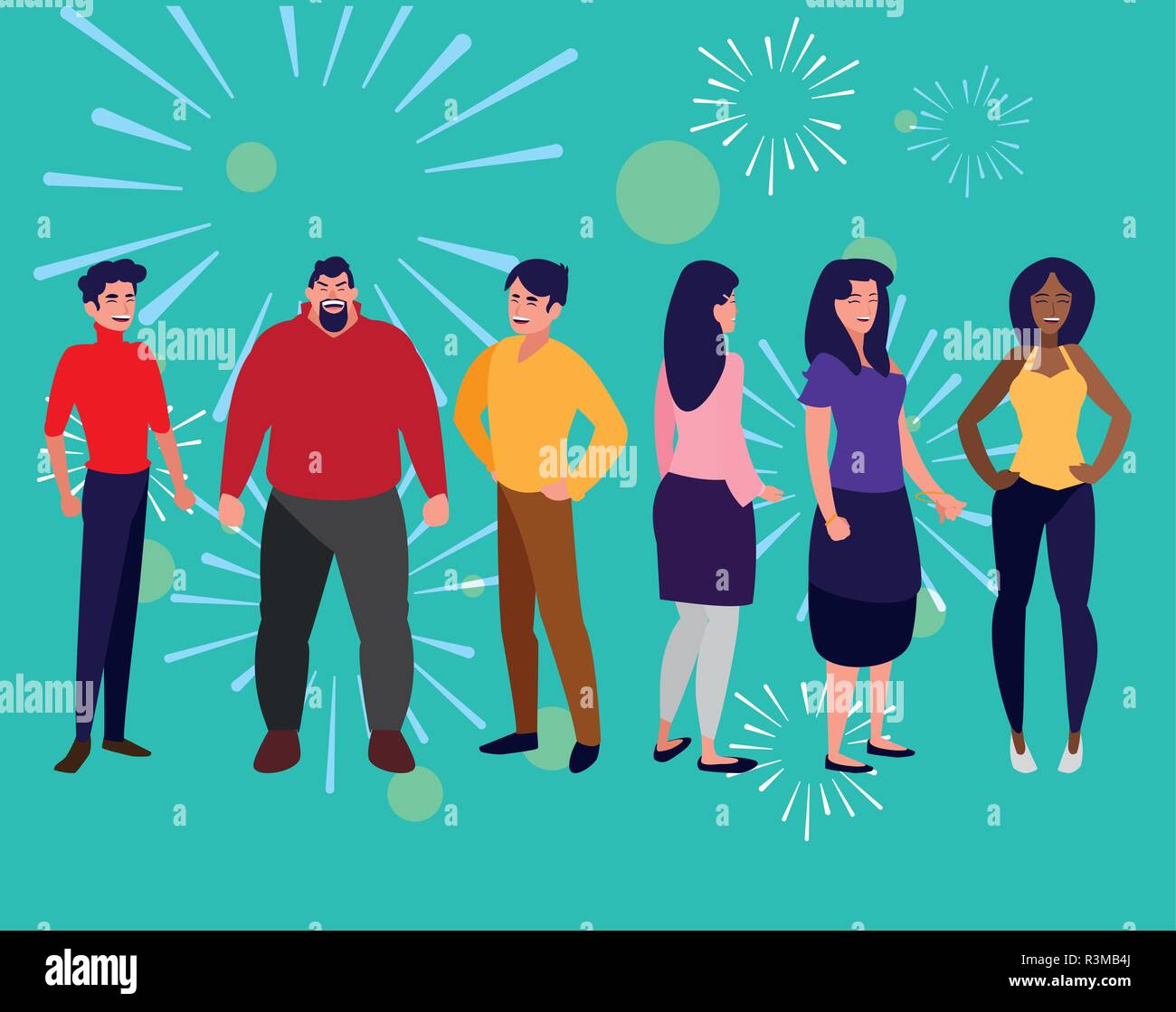 cartoon people in a party over blue background, vector illustration ...