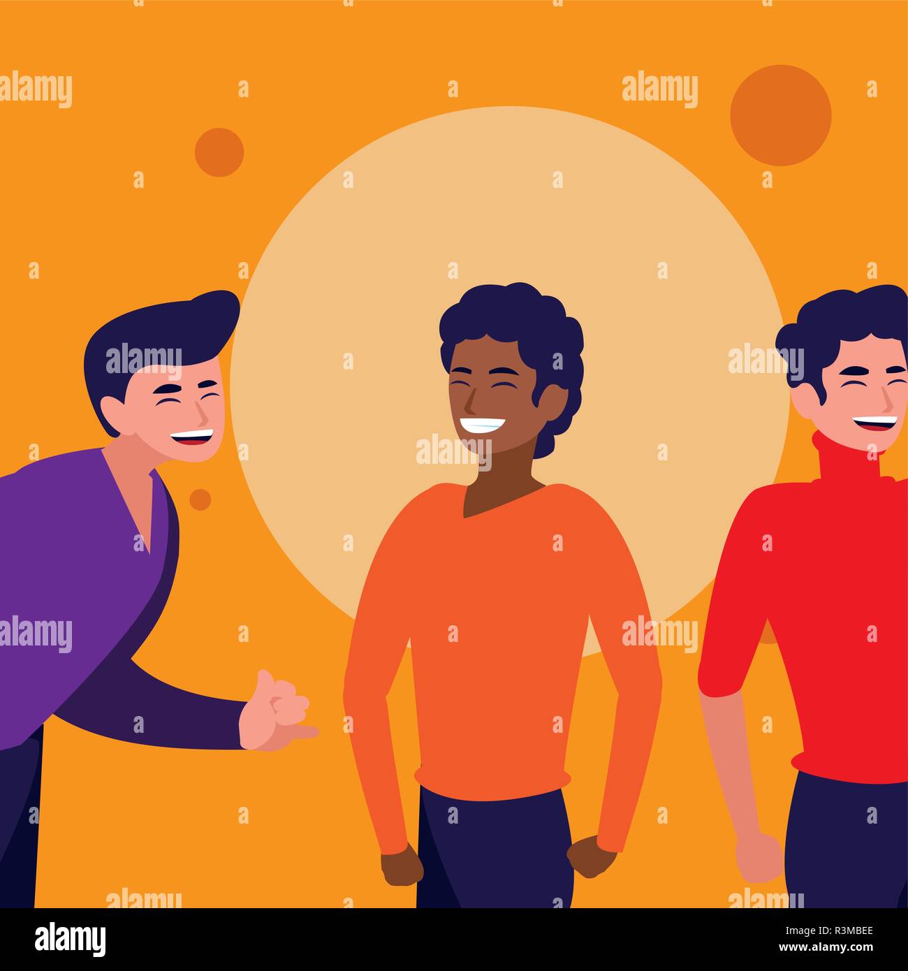 cartoon men in a party over orange background, vector illustration ...