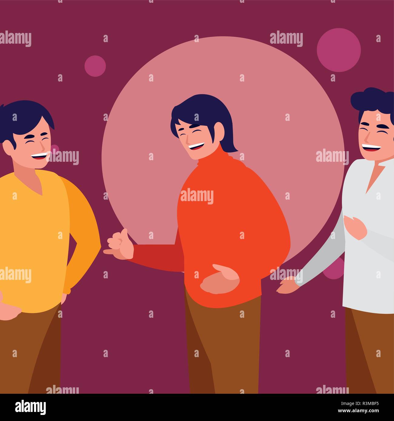 cartoon happy men in a party over pink background, vector illustration ...