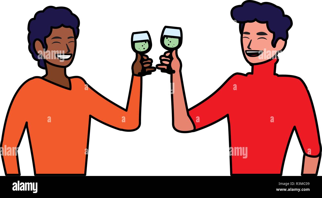 cartoon men having fun time with alcohol drinks over white background ...