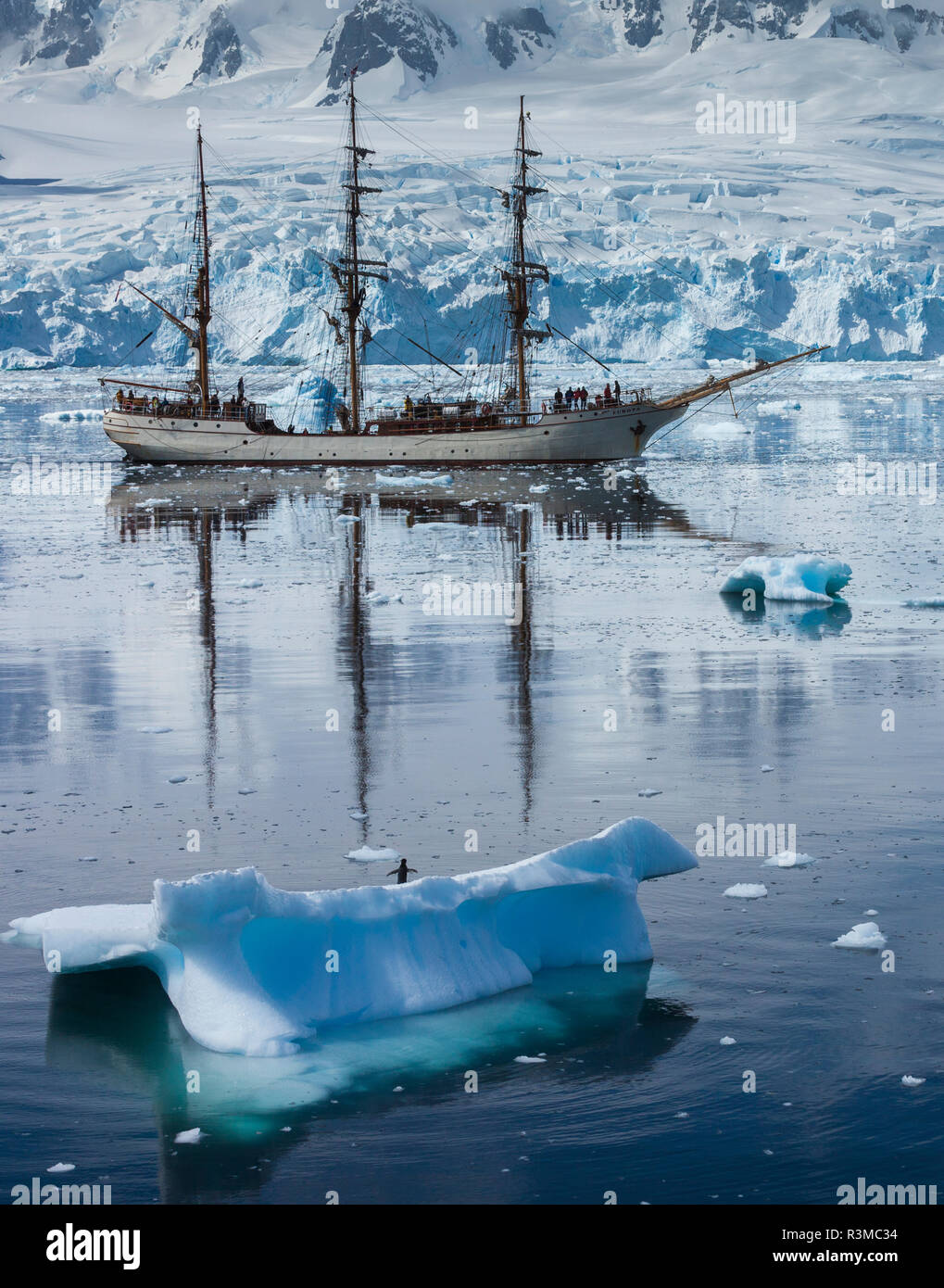 Europa three-master sailboat amongst ice floats, Antarctica Stock Photo ...