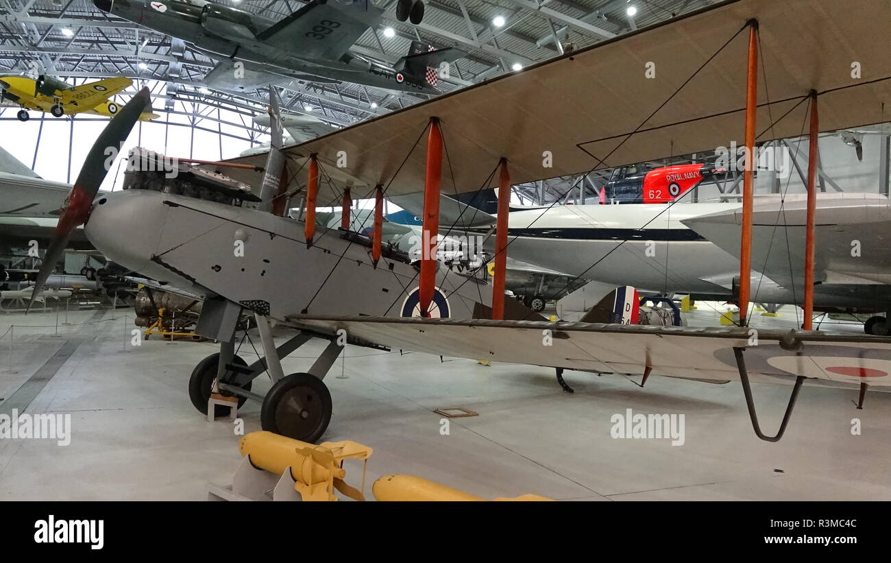 1918 Airco de Havilland DH9 Biplane bomber serial D5649 at The Imperial War Museum, Air Space ...