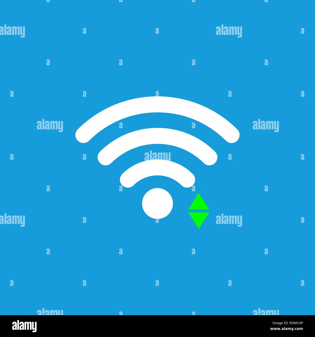 Wi-Fi icon, sign. Vector illustration. Flat design. Connect green sign ...