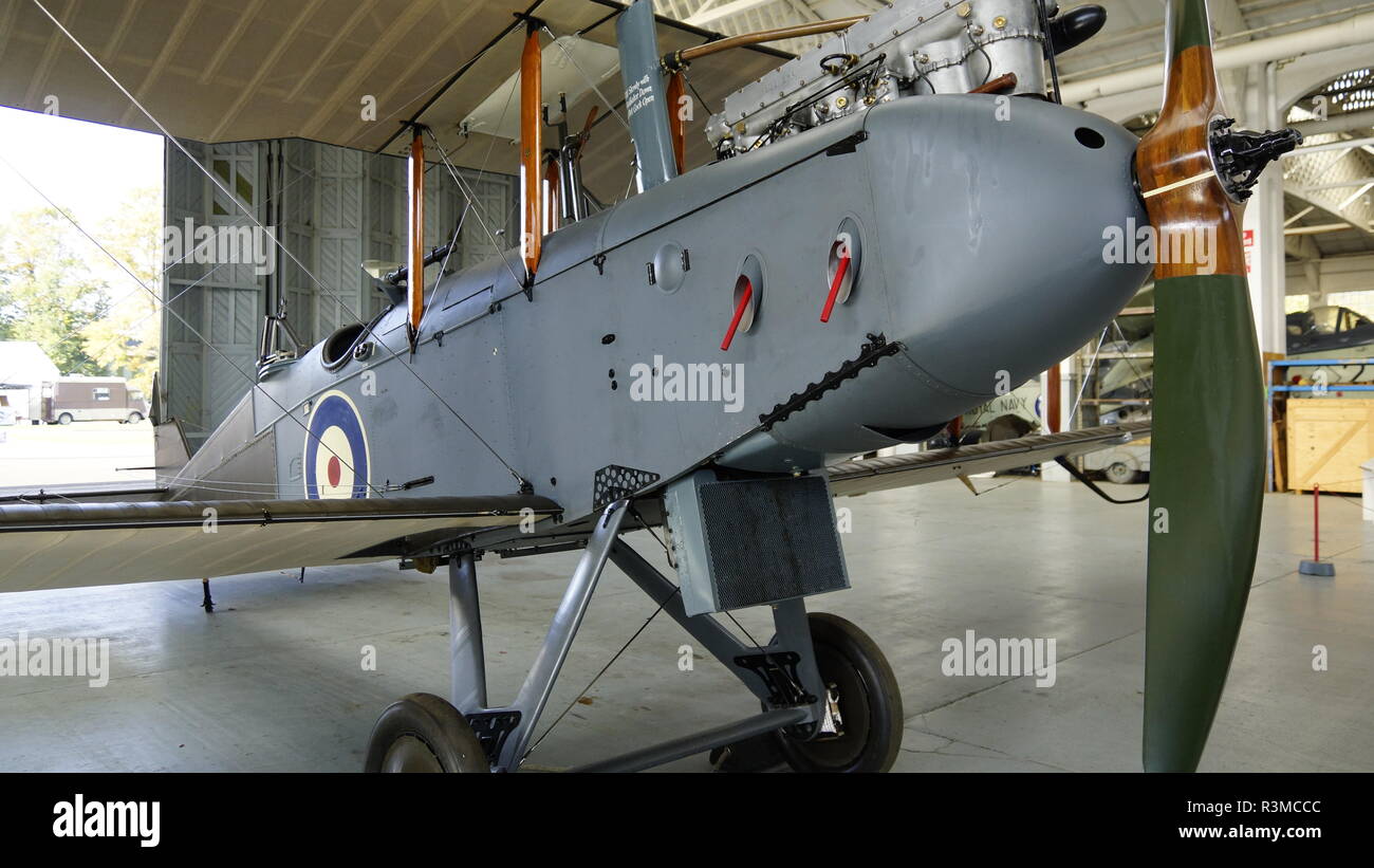 Aero Vintage Ltd's1917 AIRCO DH-9 Serial No.21414, wearing RAF code E8894, in the hangar at its ...