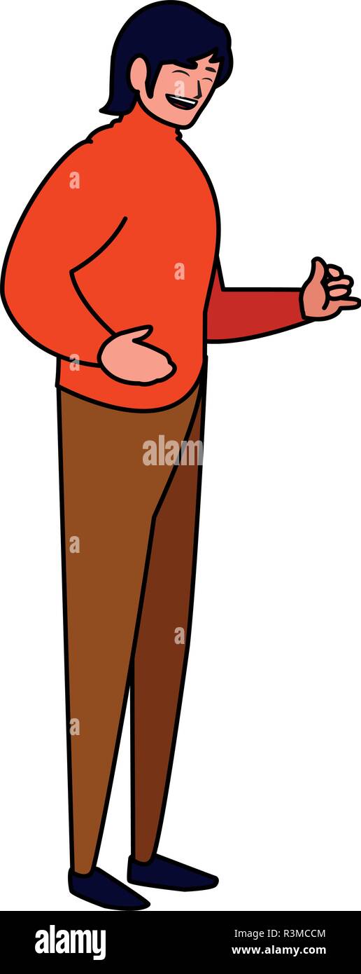 cartoon man wearing casual clothes over white background, vector ...