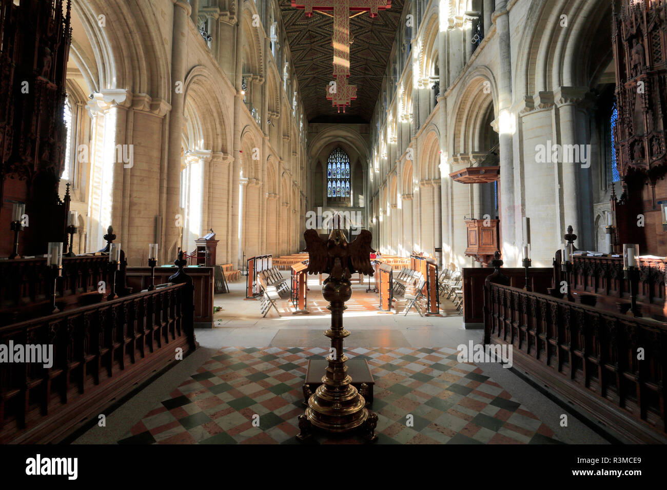 Interior of Peterborough City Cathedral, Cambridgeshire; England ...