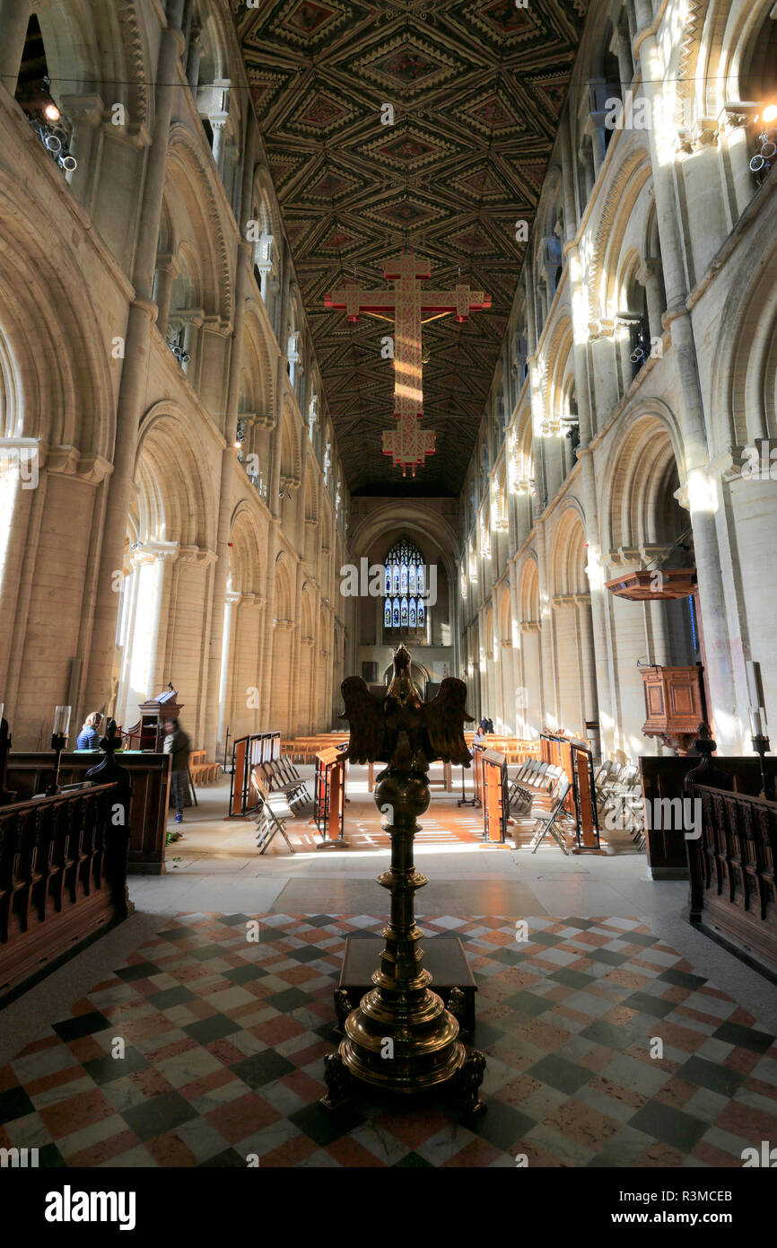 Interior of Peterborough City Cathedral, Cambridgeshire; England ...