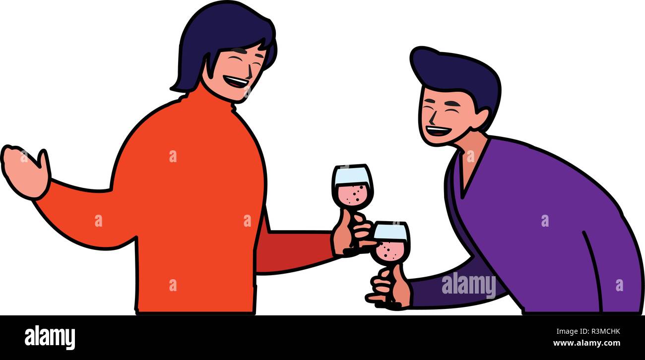 cartoon men having fun time with alcohol drinks over white background ...