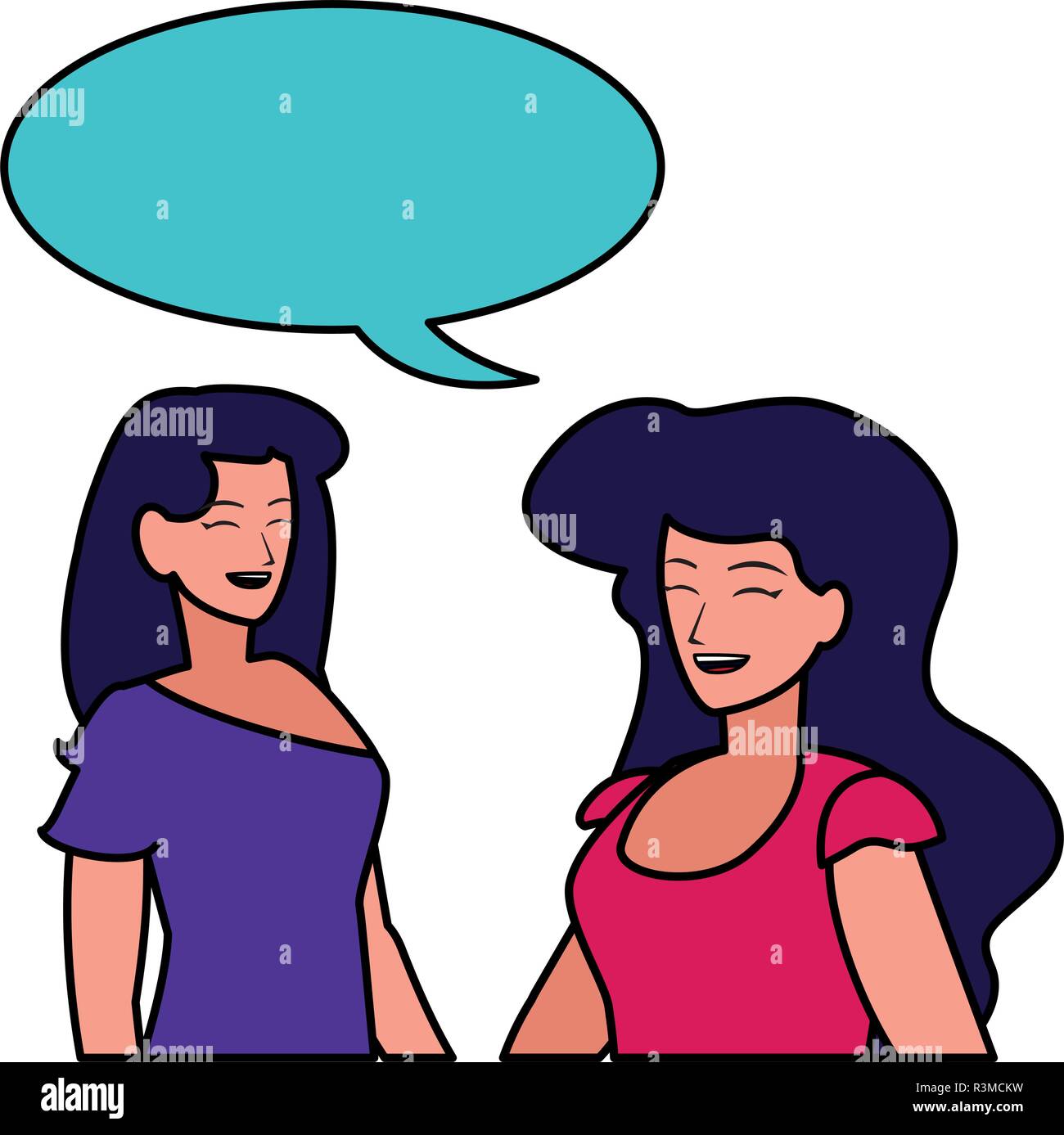 two women having a conversation over white background, vector ...