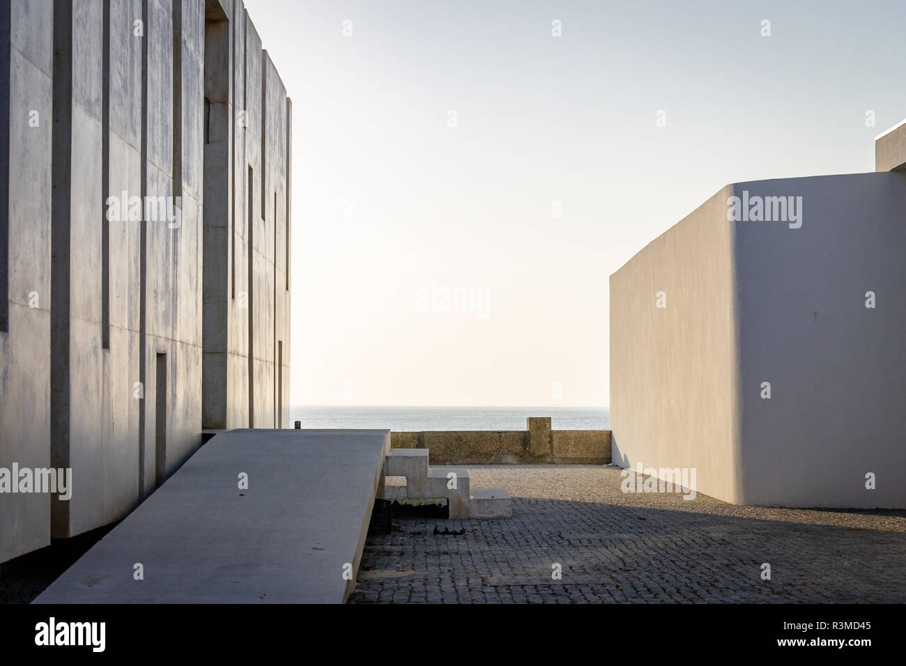 Modern Buildings create symmetry along their lines, near the ocean ...