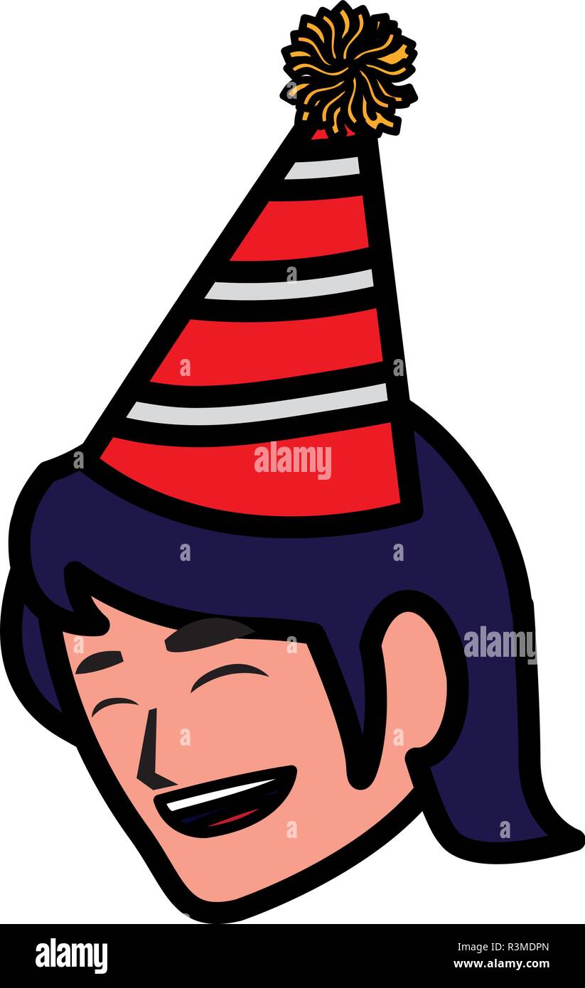 happy man with party hat over white background, vector illustration ...