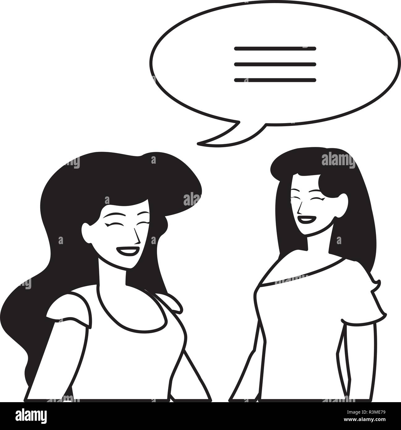 two women having a conversation over white background, vector ...
