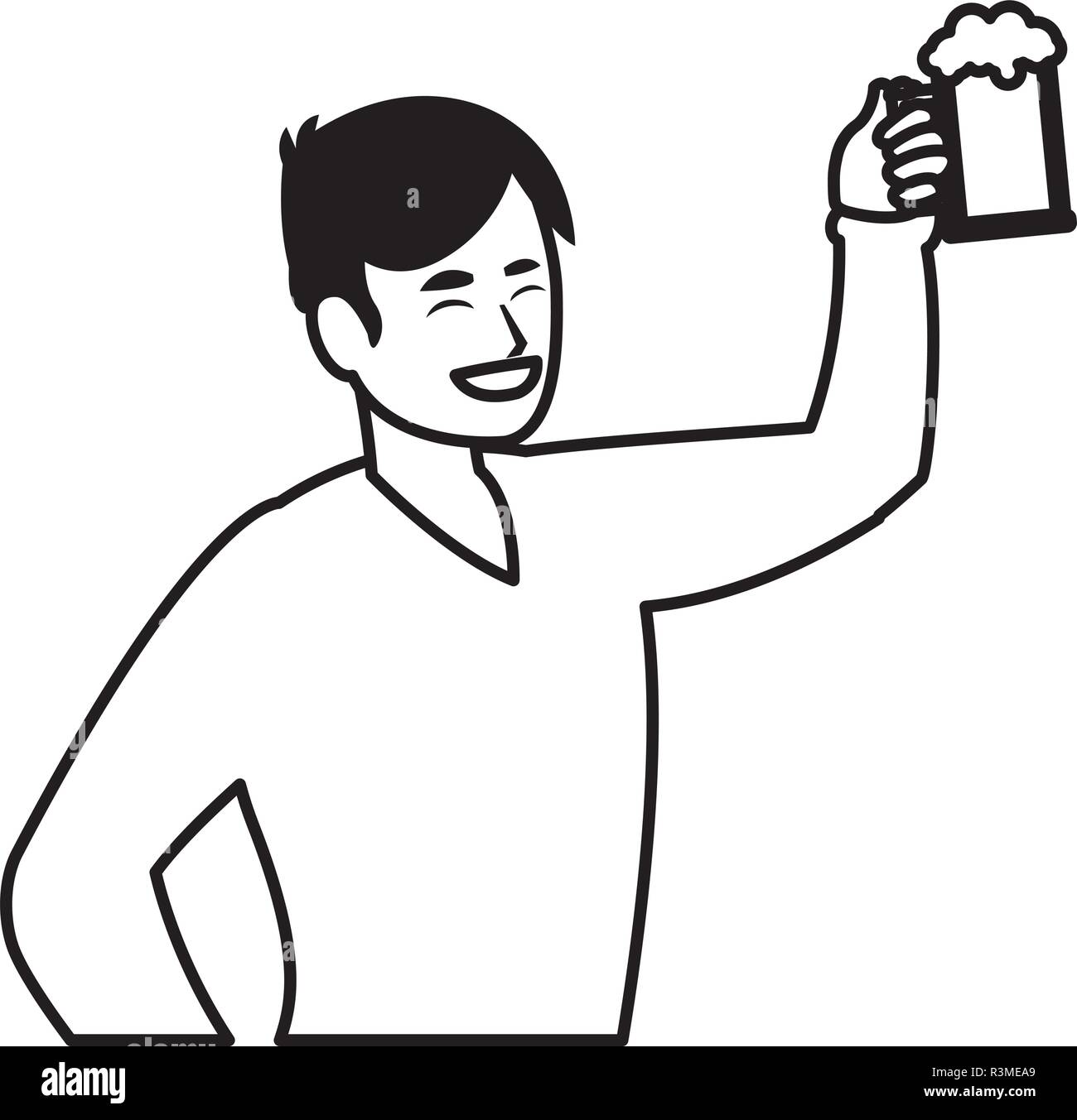 happy man with a beer mug over white background, vector illustration ...