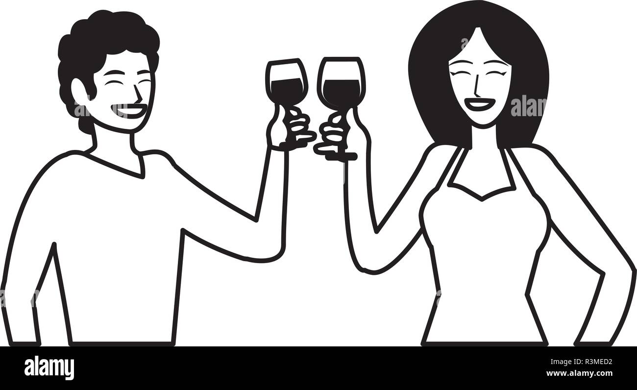 cartoon happy couple having a fun time over white background, vector ...