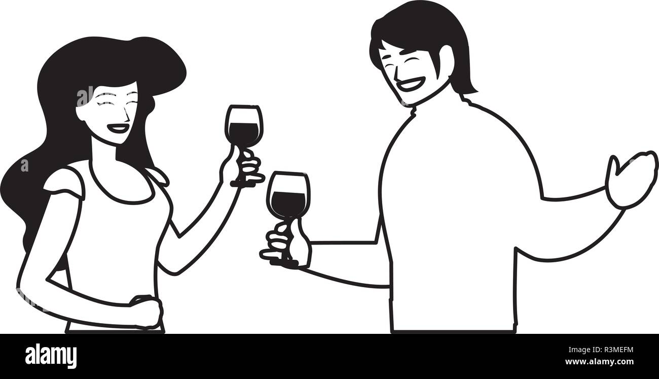 cartoon happy couple having a fun time over white background, vector ...