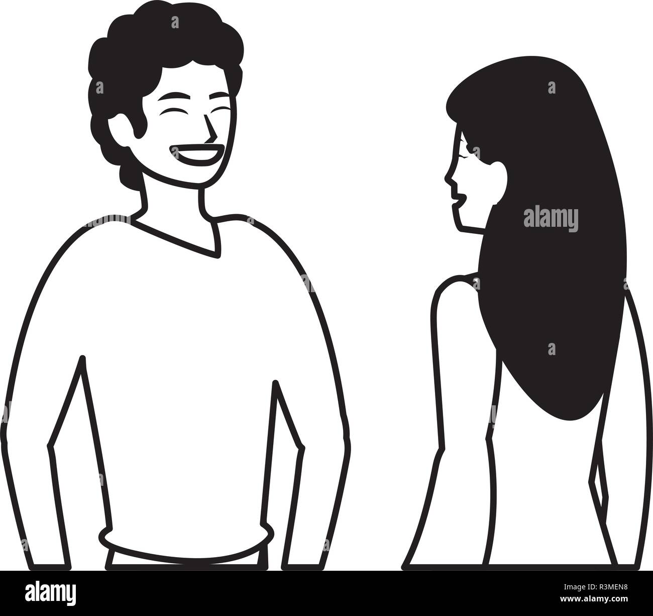 cartoon happy couple having a fun time over white background, vector ...