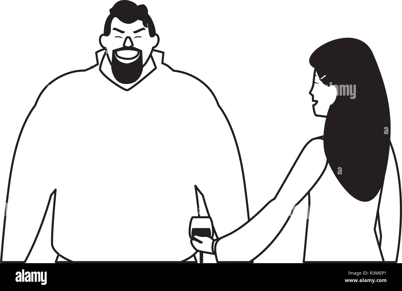 cartoon happy couple having a fun time over white background, vector ...