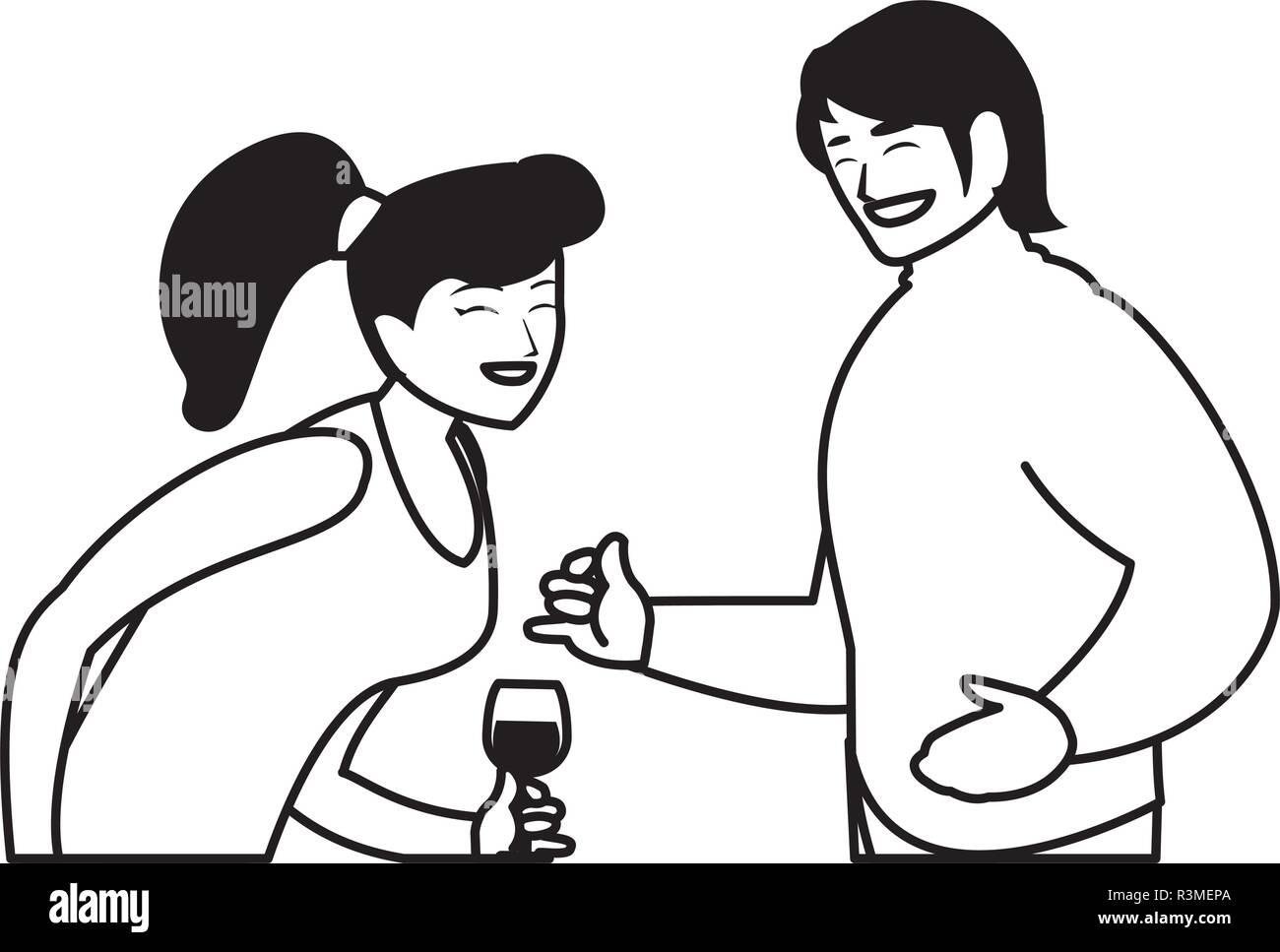 cartoon happy couple having a fun time over white background, vector ...