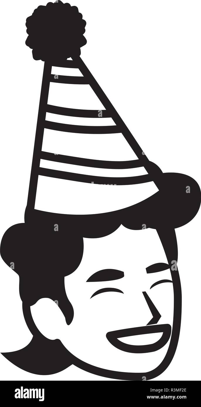 happy man with party hat over white background, vector illustration ...