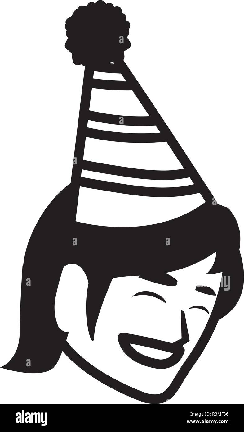 happy man with party hat over white background, vector illustration ...