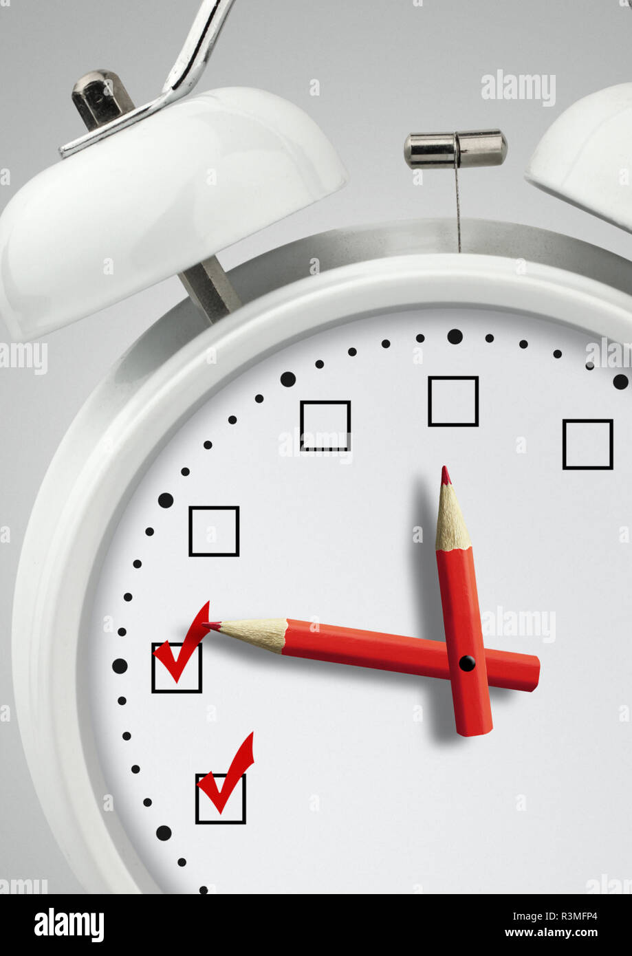 Time to do, concept , clock with check marks close-up Stock Photo - Alamy