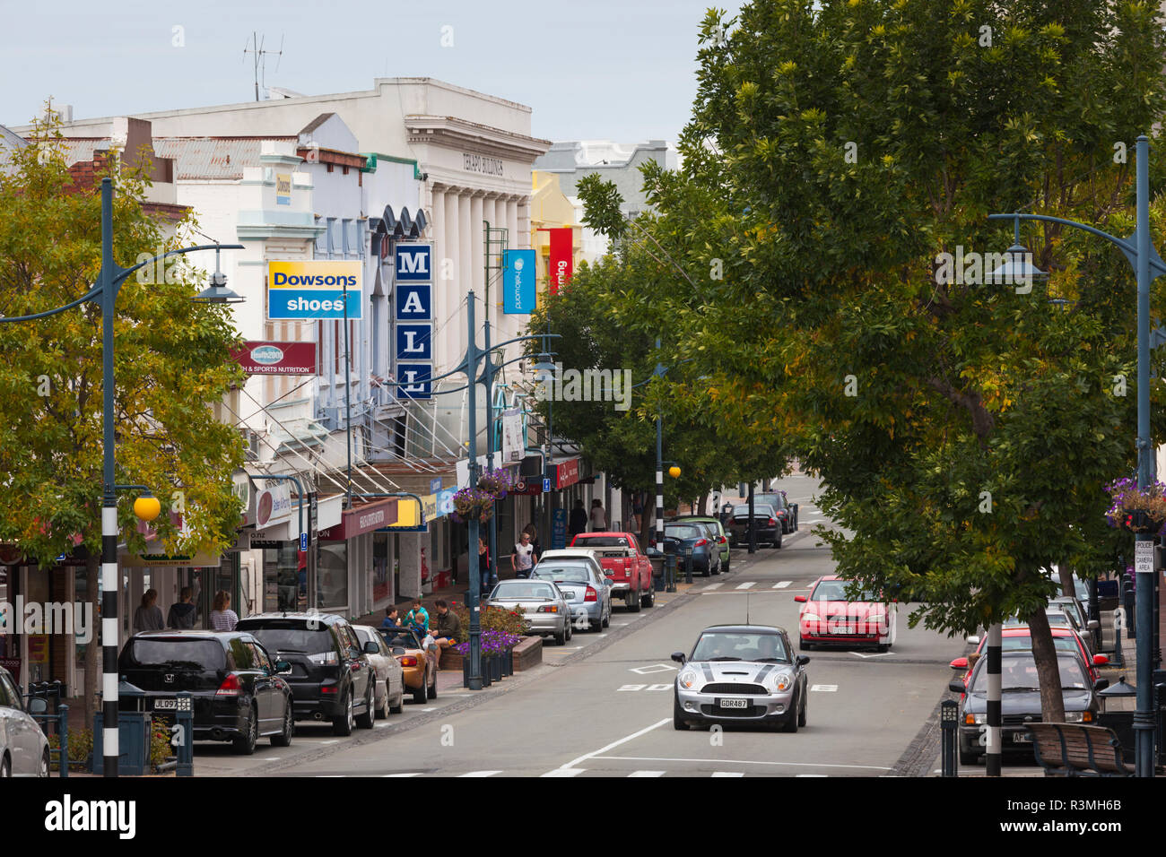 New Zealand, South Island, Canterbury, Timaru, buildings along Stafford ...