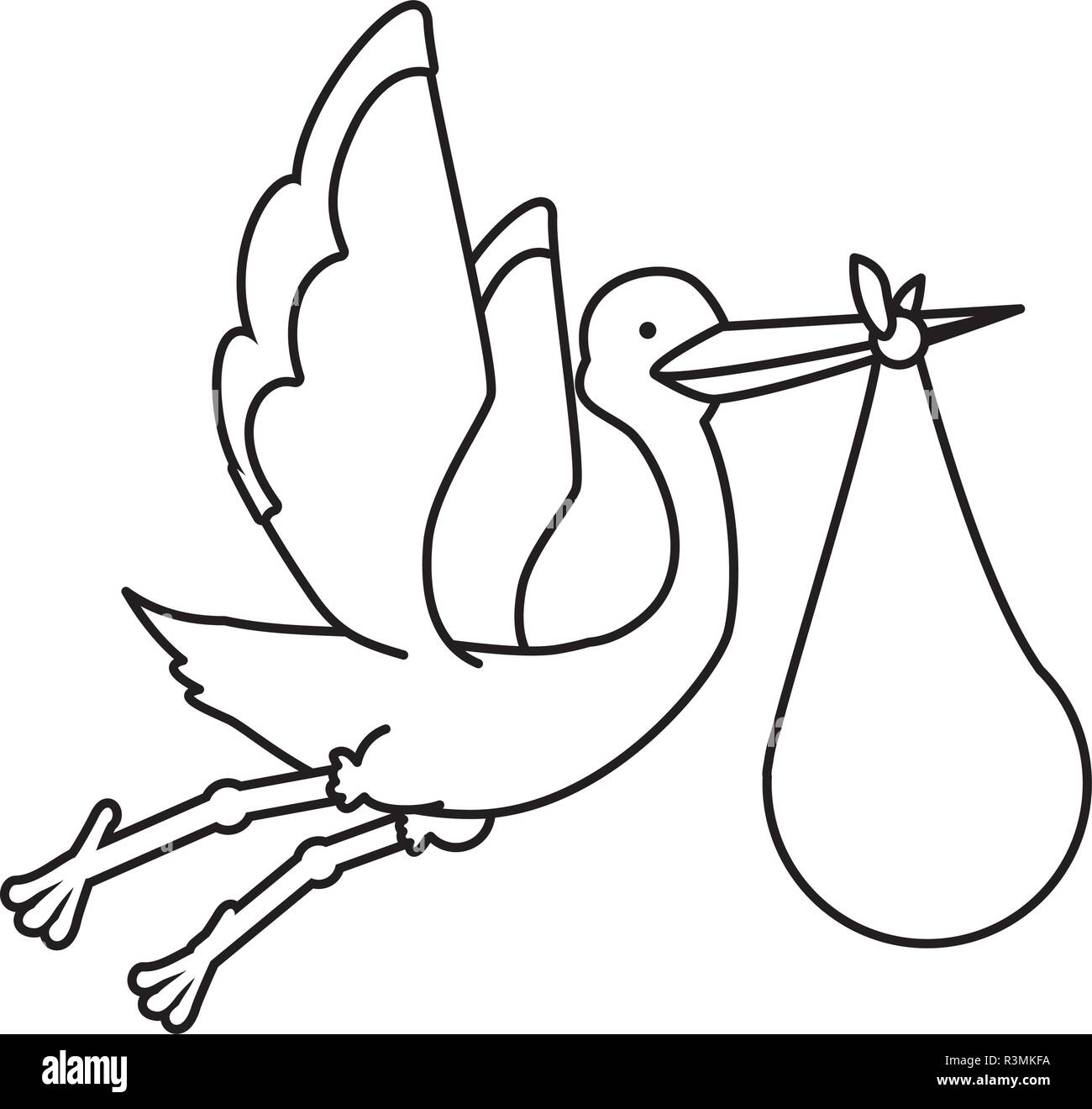 cute stork baby shower card vector illustration design Stock Vector ...