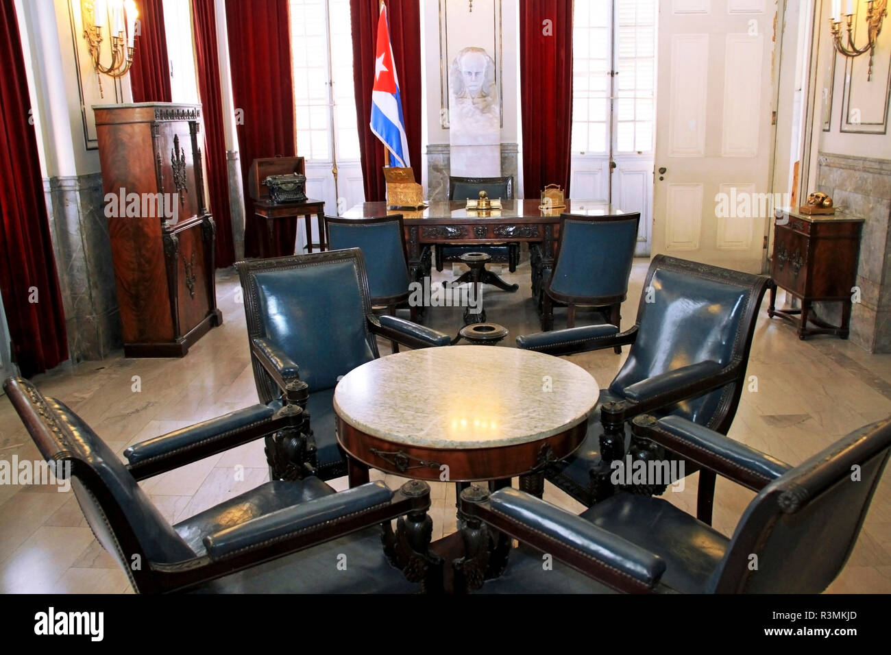 Cuba, Havana. The presidential office in the Museum of the Revolution ...