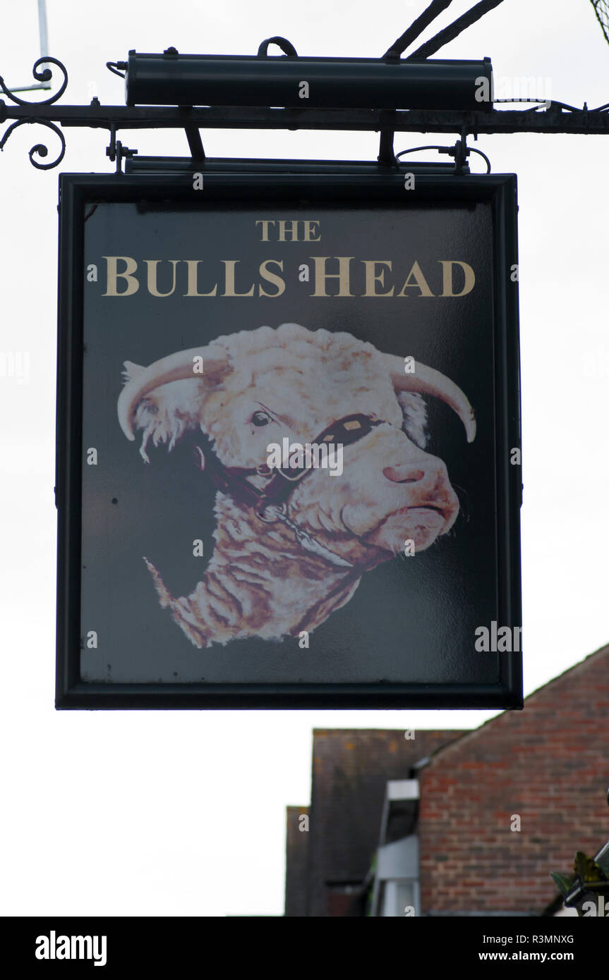 The Bulls Head Pub Sign UK Pub Signs Stock Photo - Alamy