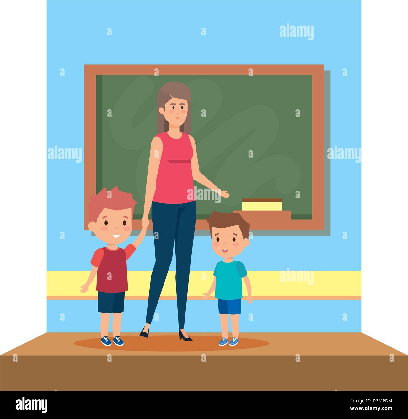 Girl boys cartoon classroom Stock Vector Images - Alamy