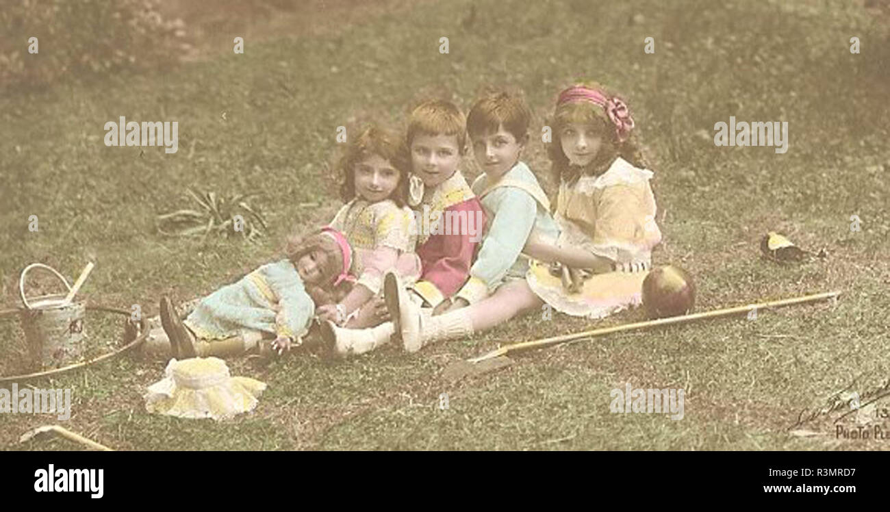 vintage classic victorian image featuring children in period dress ...