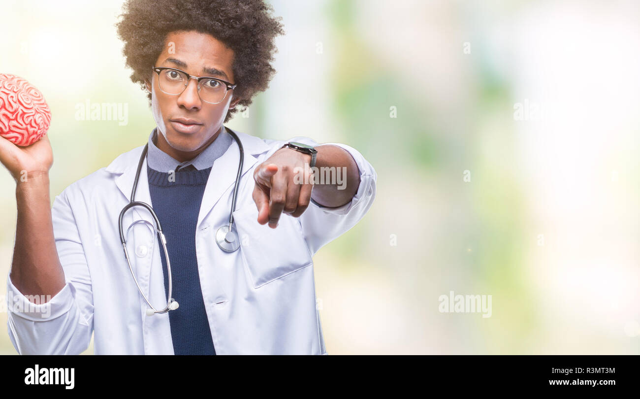 Afro american neurologist doctor or psychology man over isolated ...