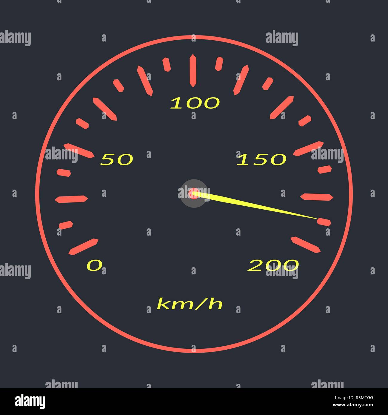 Car speedometer with red and yellow illumination. Flat Isolated vector ...