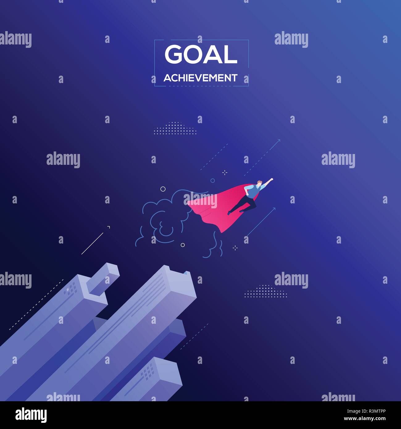 Goal achievement - modern isometric vector web banner Stock Vector ...