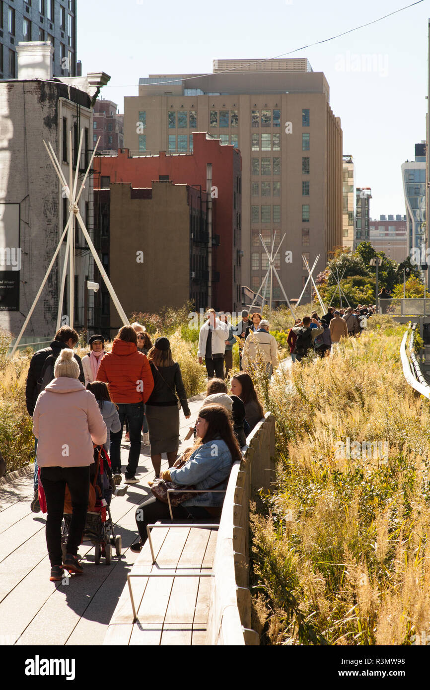 The High Line an urban park on a old elevated railway line, Chelsea ...