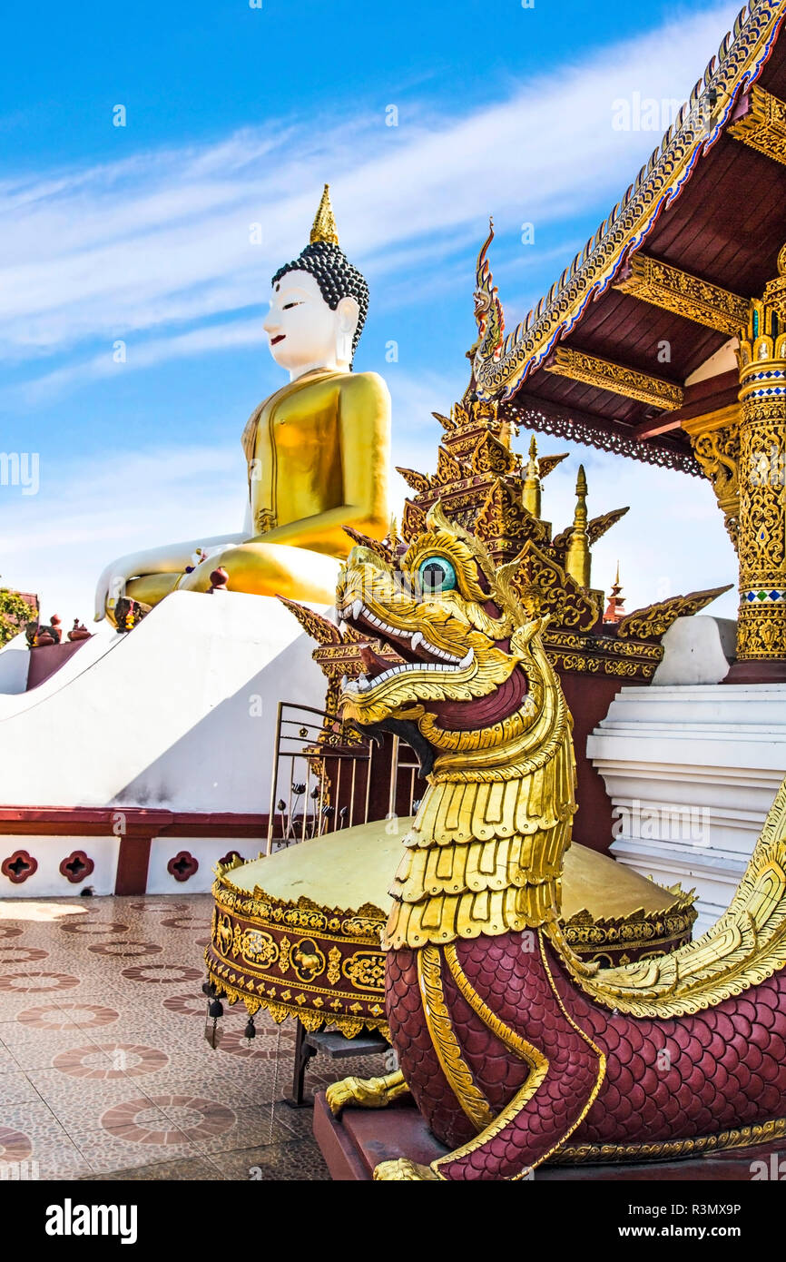 Chiang Mai, Thailand. Enormous Buddha statue at Wat Rajamontean with ...