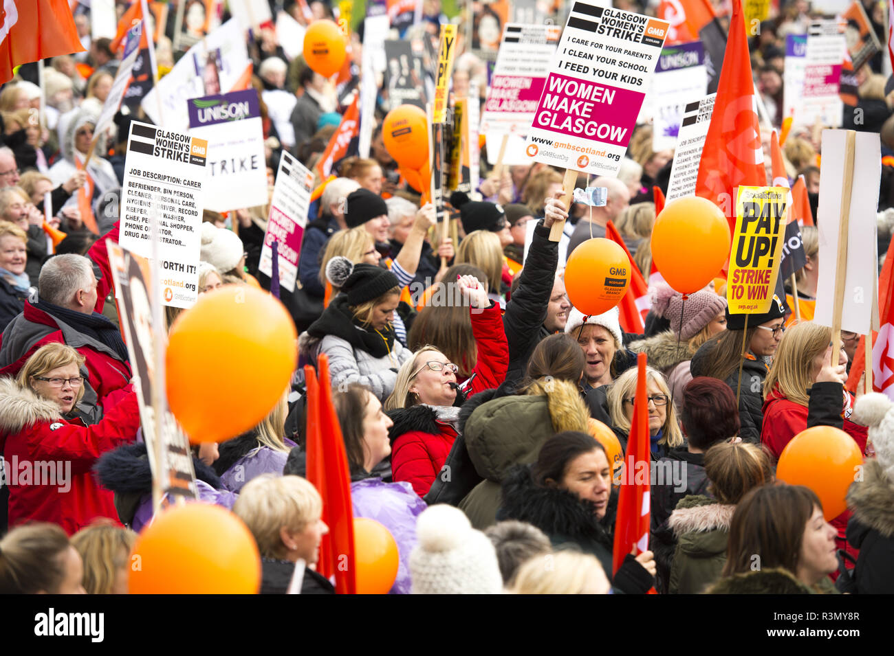 GMB and Unison members lead strike action through Glasgow at Glasgow ...
