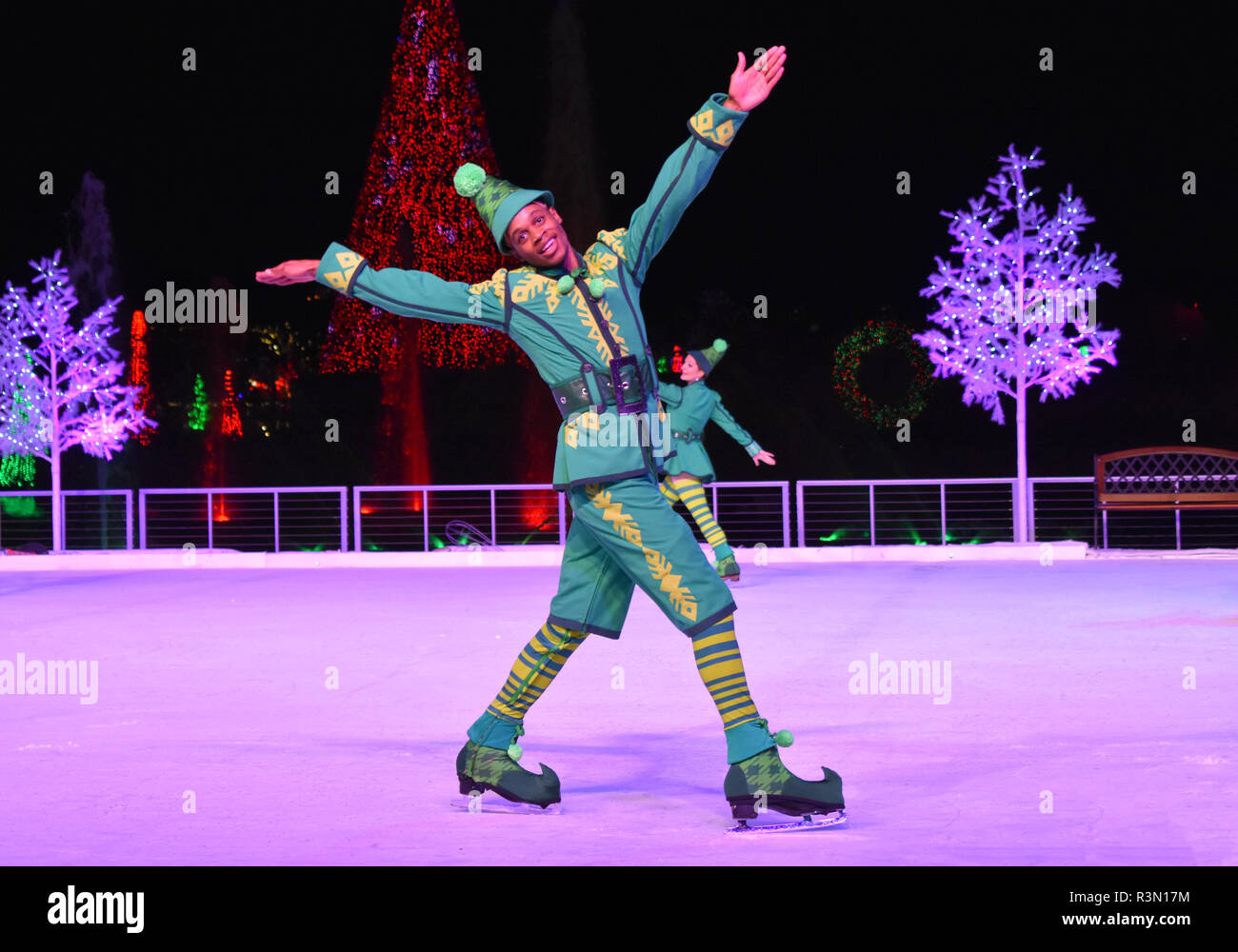 Orlando, Florida. November 17, 2018. Nice Elf skating on ice at ...