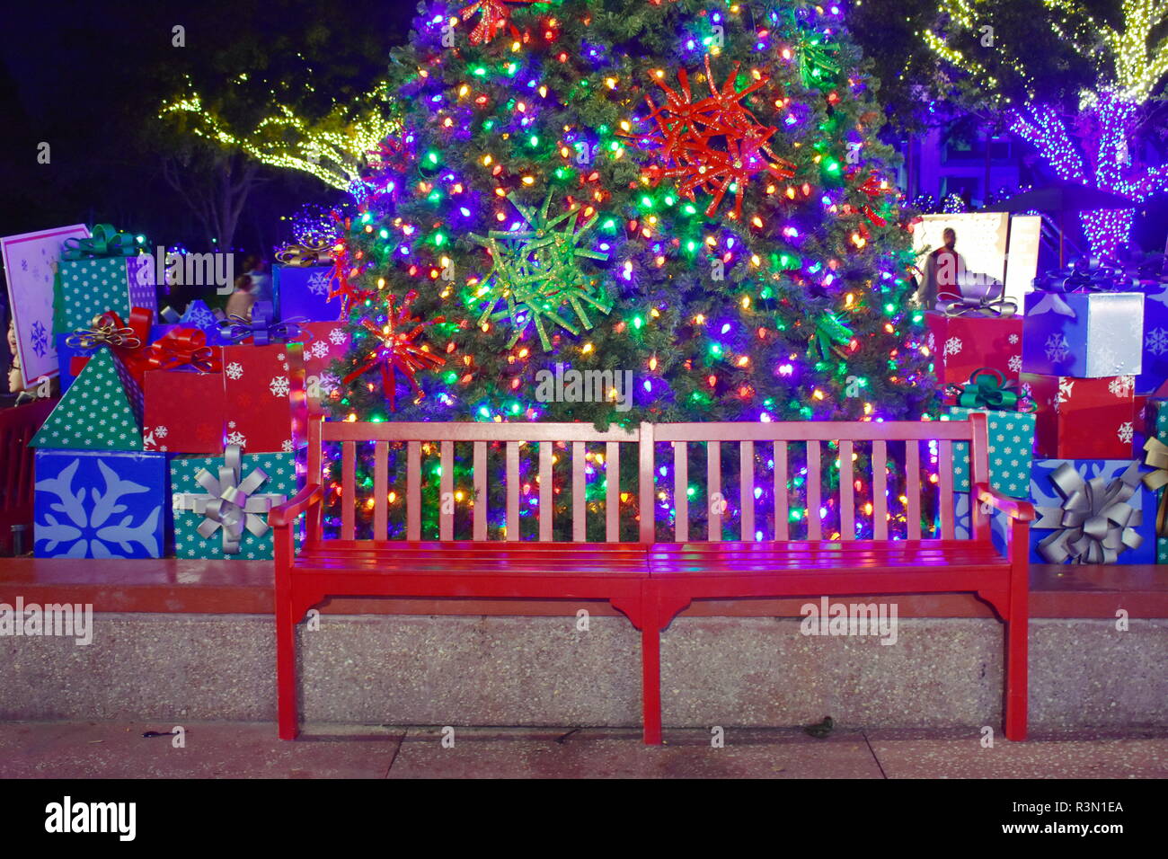 Orlando, Florida. November 17, 2018. Red seat on Christmas Tree ...
