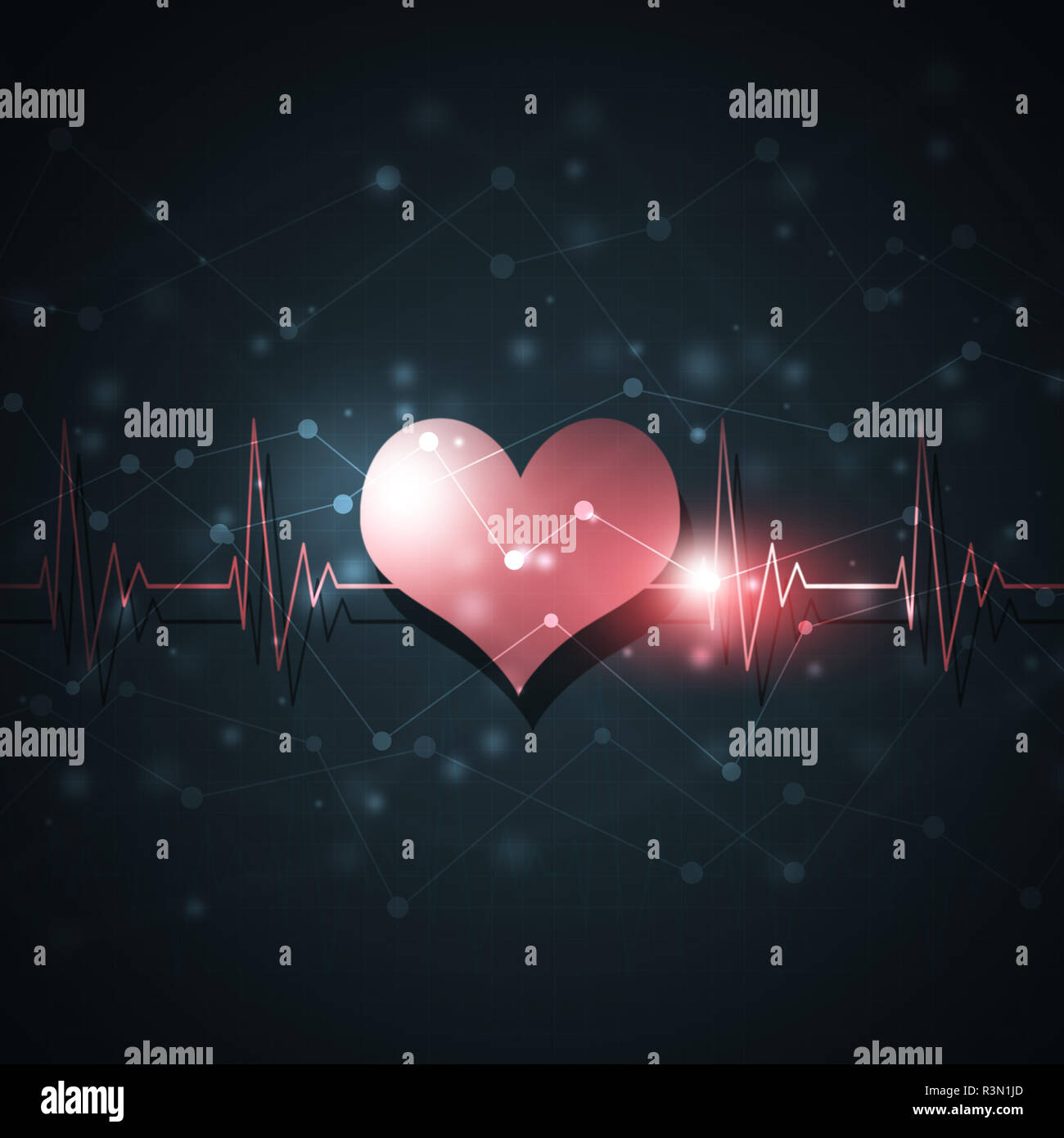 heart pulsating rhythm graph abstract dark background Stock Photo - Alamy